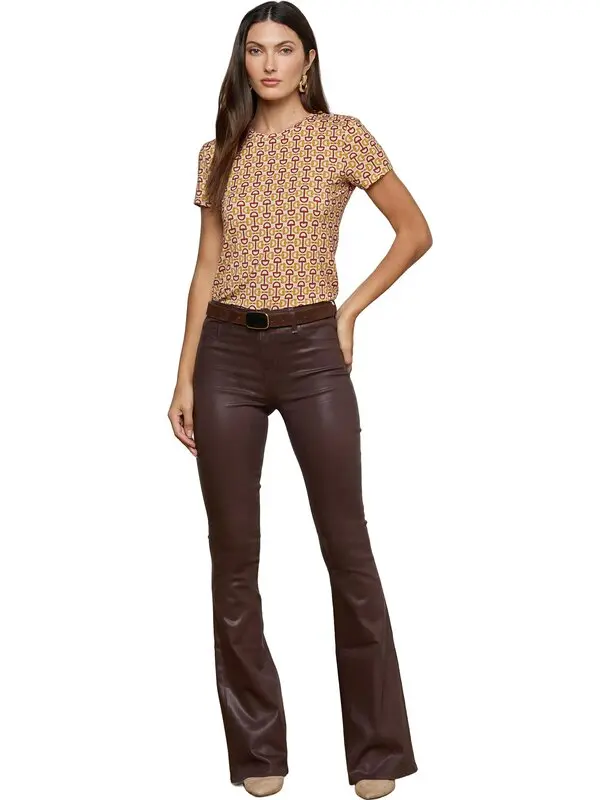 L'Agence Marty Coated Flare Jean - Chocolate Coated