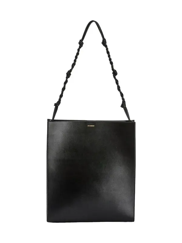 JIL SANDER Tangle Shoulder Bag With Knotted Strap And Embossed Logo - Black