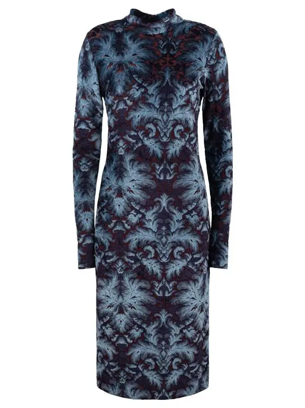Etro Jacquard Chenille Sheath Dress - Blue