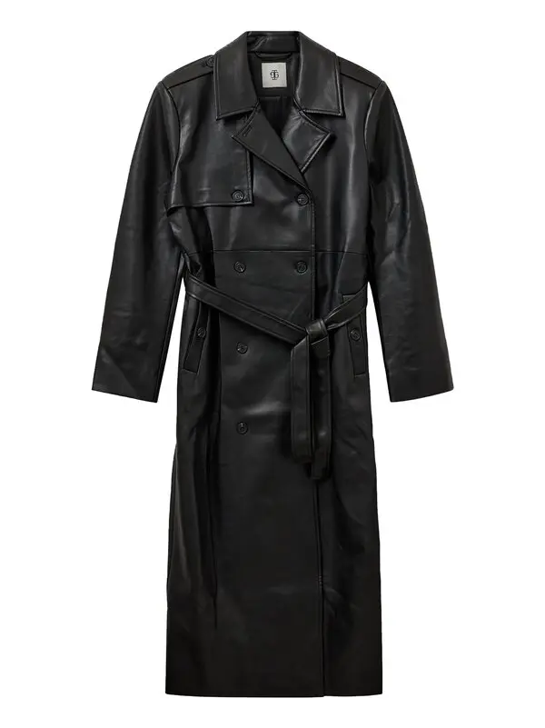 THE GARMENT Brooklyn Leather Trench Coat - Black