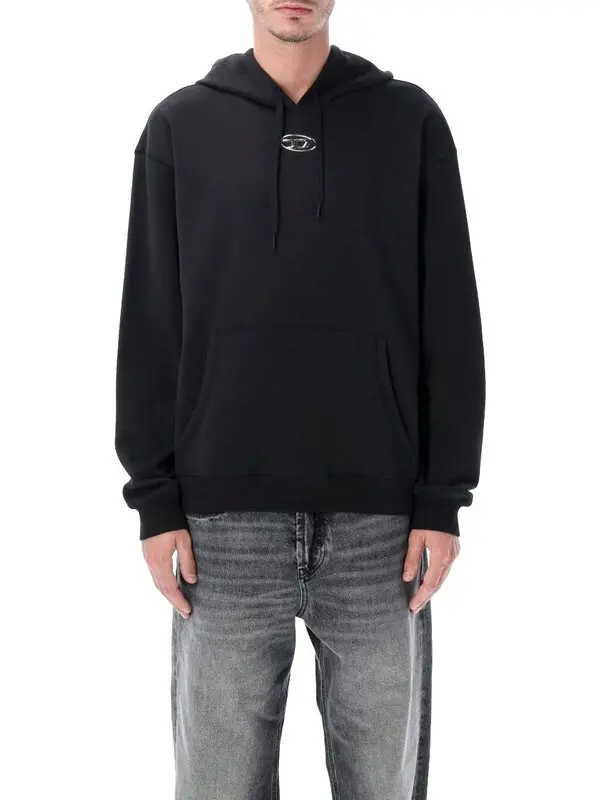 Diesel S-norm-hood-iod Cotton Hoodie - Black