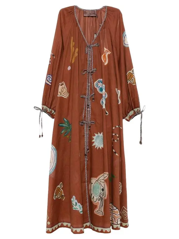 ALEMAIS Laurence Tie Front Shirt Dress - Brown