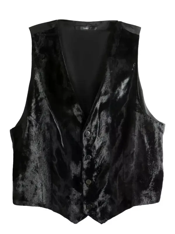 SAPIO Cavallino Velvet Effect Gilet - Black