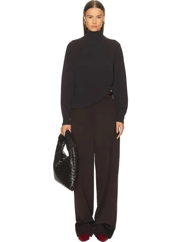EAVES Allma Asymmetric Knit Sweater - Brown Mahogany