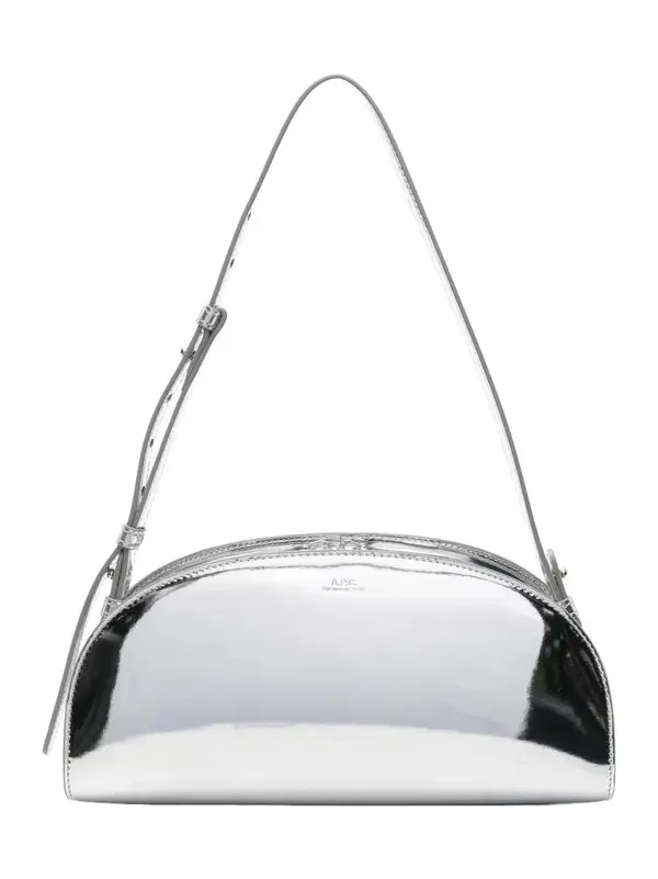 A.p.c. Demi-lune Zip Shoulder Bag - Silver