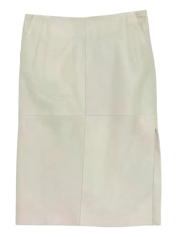 HALFBOY Panelled Leather Skirt With Side Slit - Grey