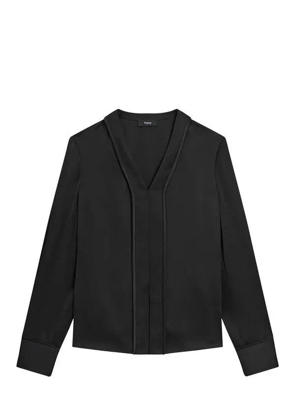 Theory Long-sleeve Satin Blouse - Black - 00