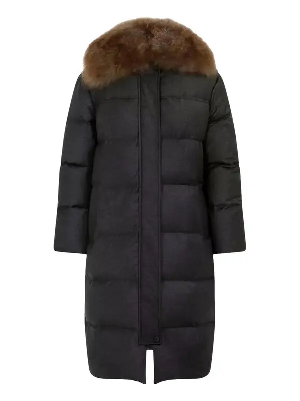 YVES SALOMON Quilted Long Coat - Grey