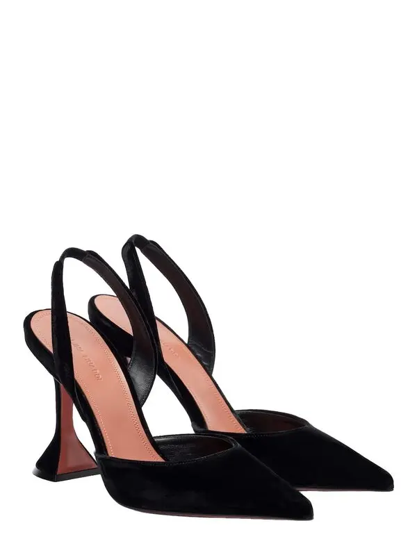 Amina Muaddi Holli 95 Velvet Slingback Pumps - Black