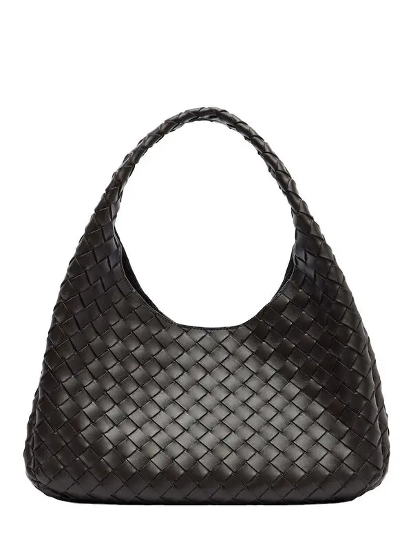 Bottega Veneta Campana Intrecciato Leather Shoulder Bag - Brown