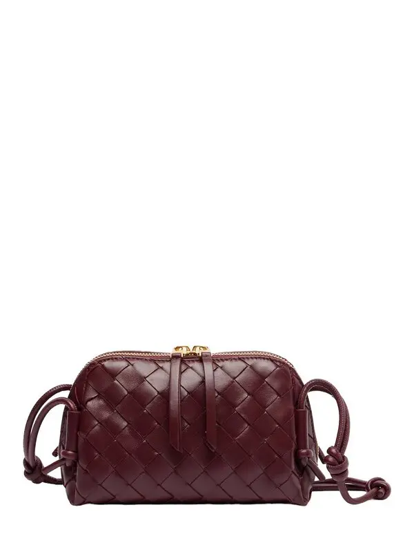Bottega Veneta Concert Intrecciato Mini Crossbody Bag - Burgundy