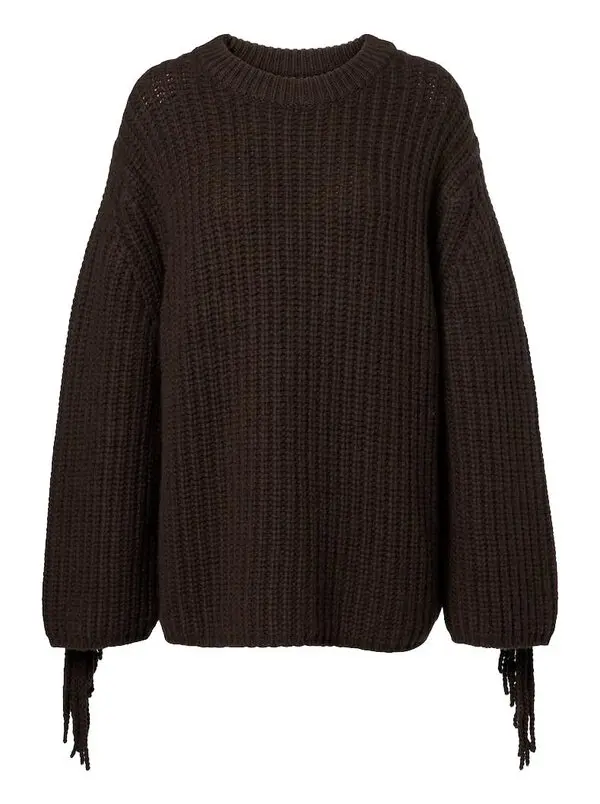 LISA YANG Hilma Fringed Oversized Sweater - Brown