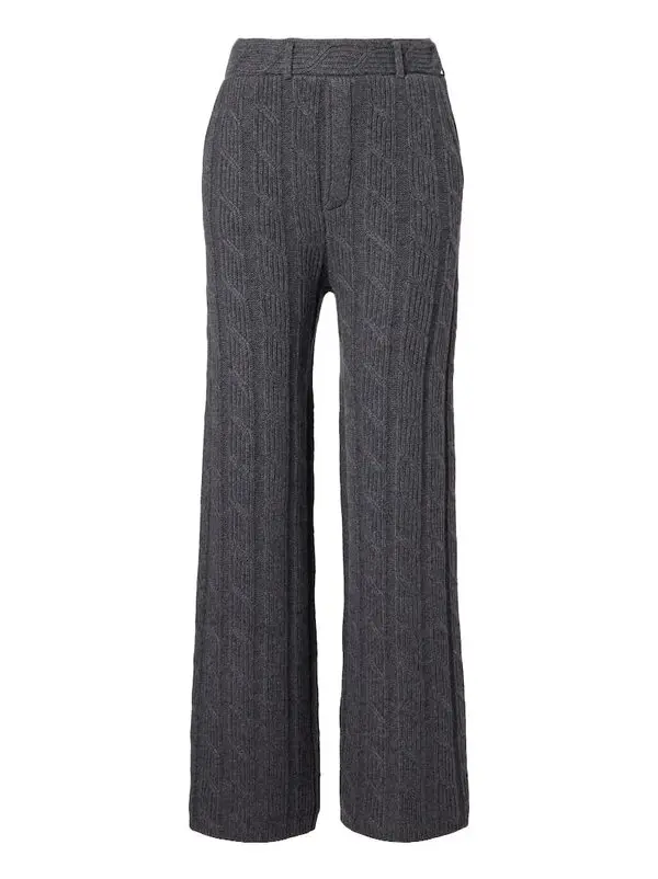 LISA YANG Ebba Cable-knit Wide-leg Pants - Grey