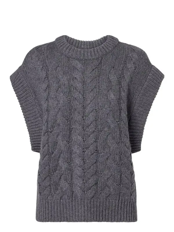 LISA YANG Hayley Cable-knit Cashmere Vest - Grey