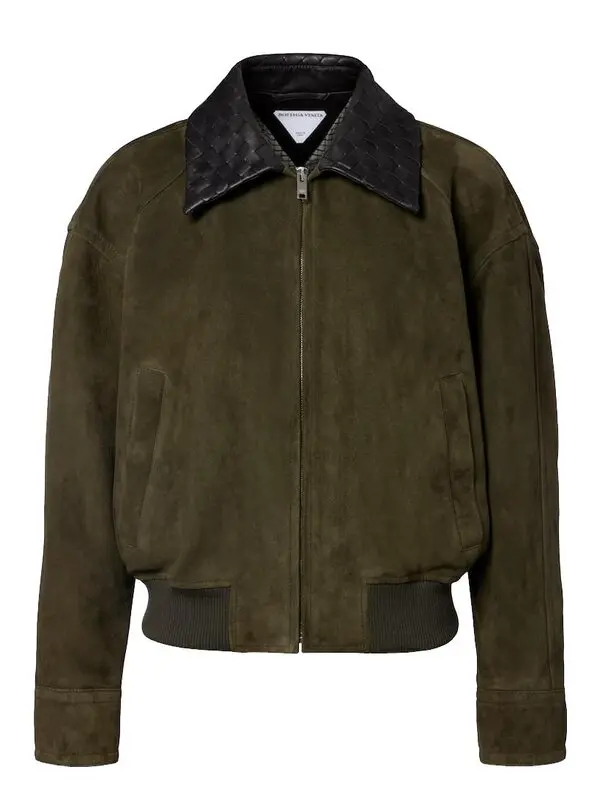 Bottega Veneta Intrecciato Suede Blouson Jacket - Green