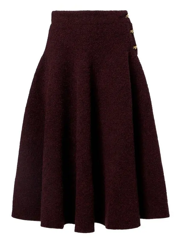 Bottega Veneta Knot Knitted Midi Skirt - Burgundy