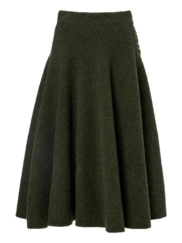 Bottega Veneta Knot Bouclé Midi Skirt - Green