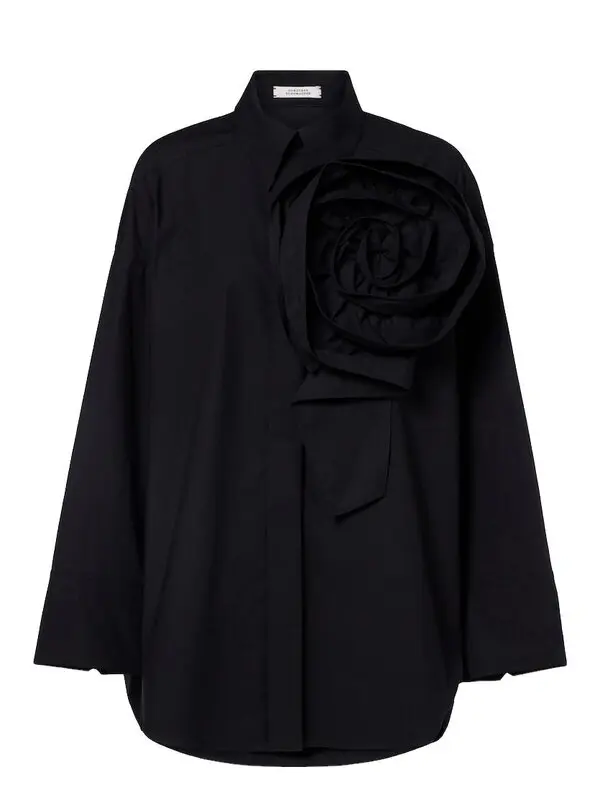Dorothee Schumacher Floral Appliqué Cotton-blend Shirt - Black