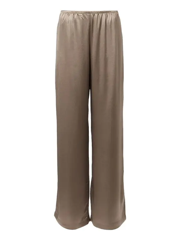LESET Barb Satin Wide-leg Pants - Brown