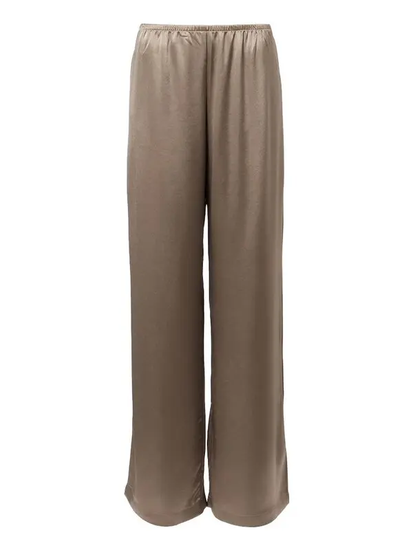 LESET Satin Wide-leg Pants - Brown