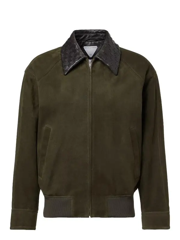 Bottega Veneta Intrecciato Suede Blouson Jacket - Green