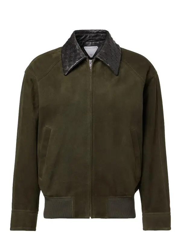 Bottega Veneta Intrecciato Suede Blouson Jacket - Green
