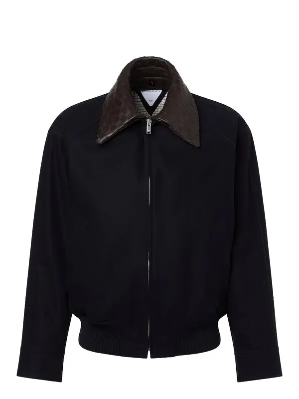 Bottega Veneta Intrecciato Cotton Twill Blouson Jacket - Blue