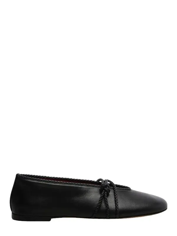 Bottega Veneta Rosa Knot Leather Ballet Flats - Black