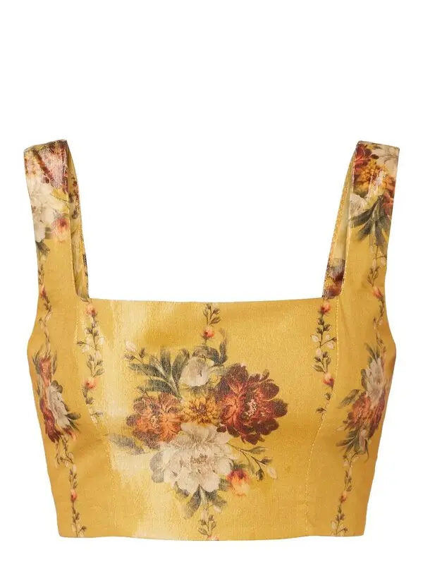Agua Bendita Amanda Floral Crop Top - Yellow