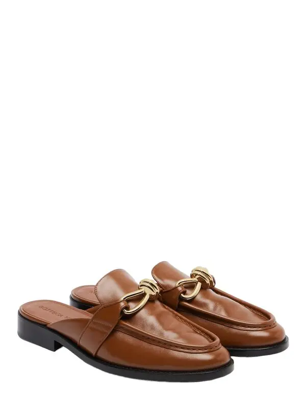 Bottega Veneta Astaire Knot Leather Mules - Brown