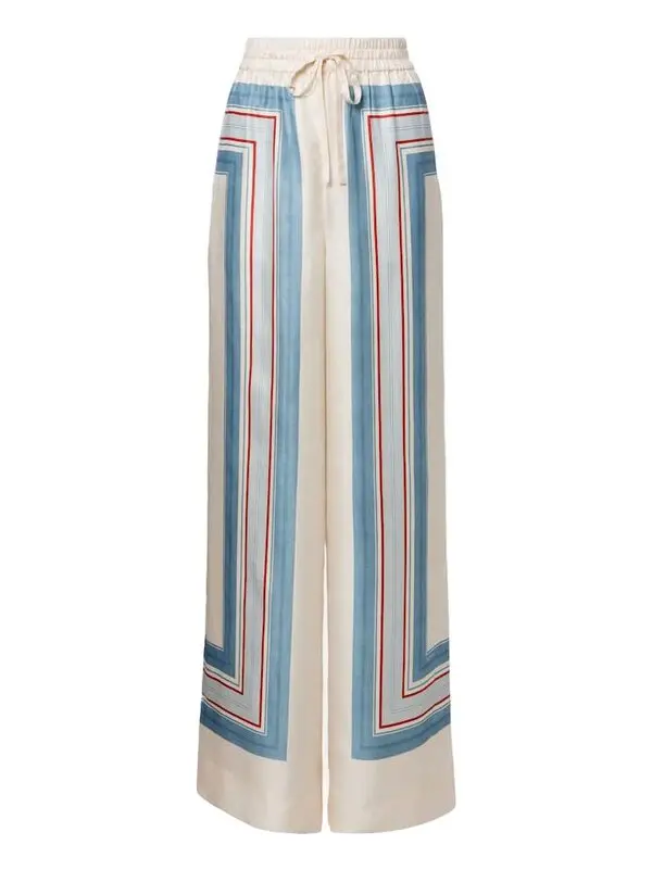 Zimmermann Printed Silk Wide-leg Pants - White