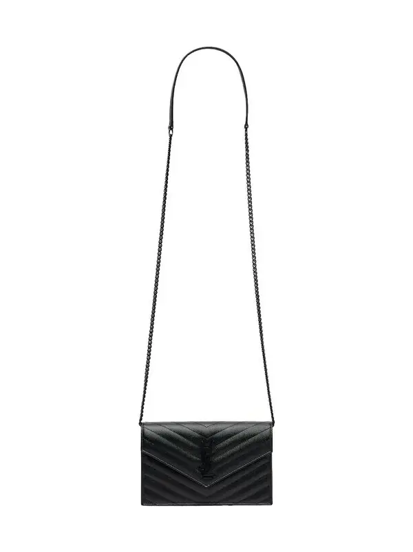 Saint Laurent Cassandre Envelope Small Wallet On Chain - Black