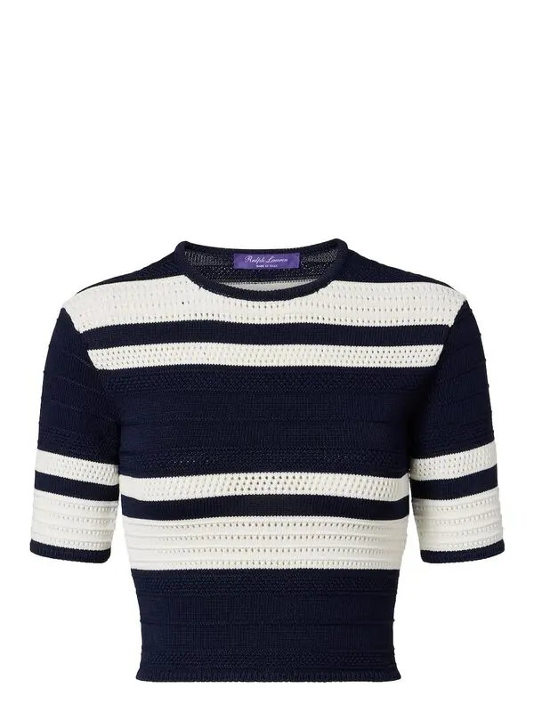 Ralph Lauren Knitted Striped Crop Top - Blue