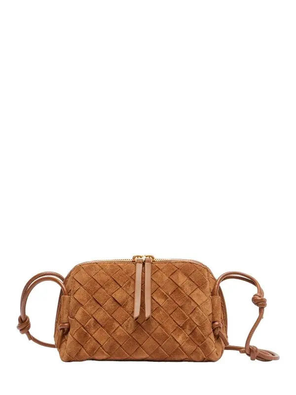 Bottega Veneta Concert Mini Suede Crossbody Bag - Brown