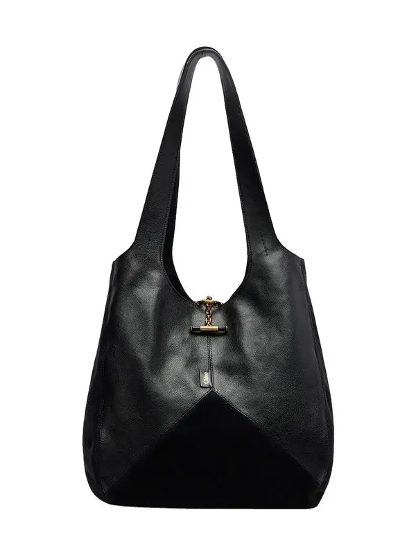 Chloé Balloon Medium Leather And Suede Shoulder Bag - Black
