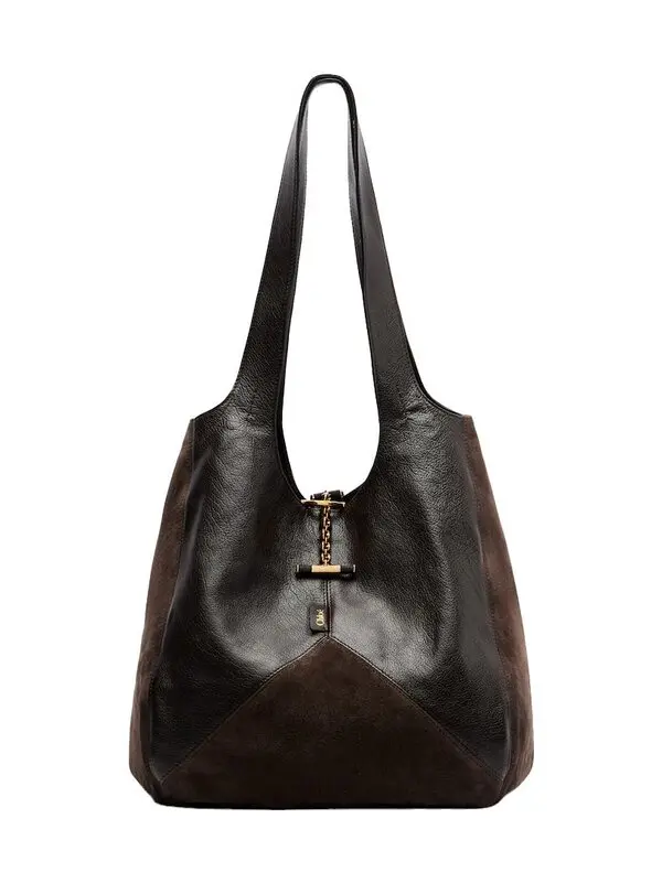 Chloé Balloon Medium Leather And Suede Shoulder Bag - Brown