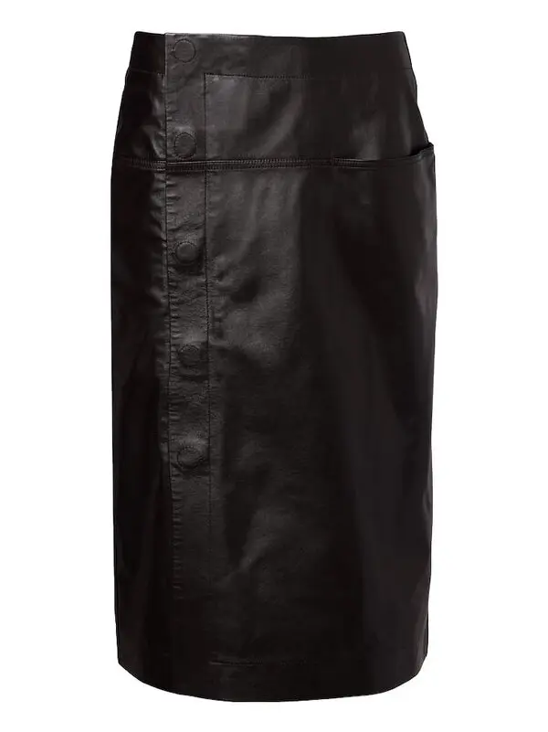 LEMAIRE Leather Midi Skirt - Black