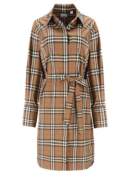 Burberry Check Knee-length Cotton Dress - Brown