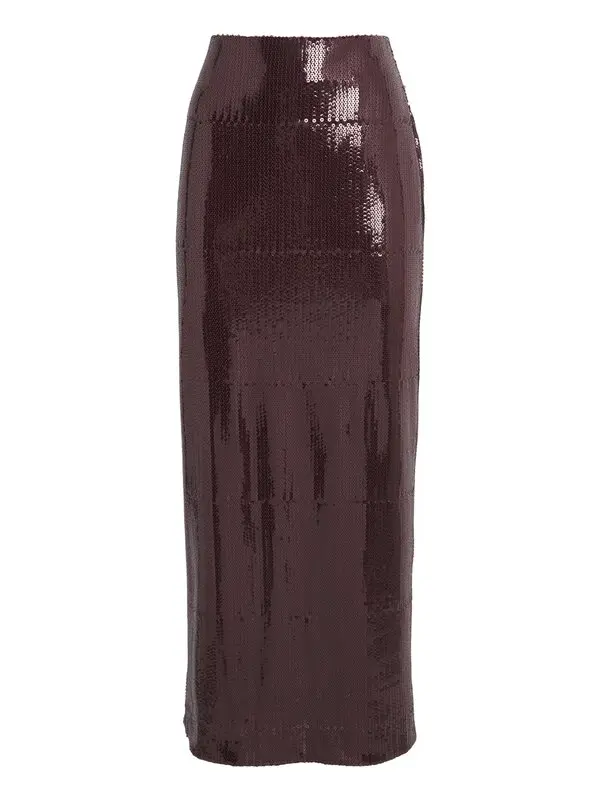 BLAZÉ MILANO Sequined Sussex Maxi Skirt - Burgundy