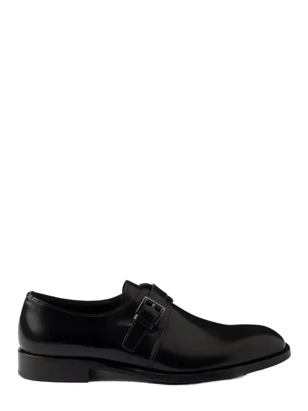 Prada Buckle-detail Leather Monk Shoes - Black