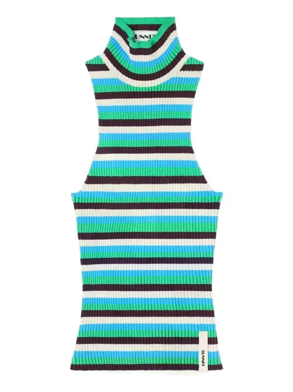 Sunnei Striped High-neck Vest - Blue