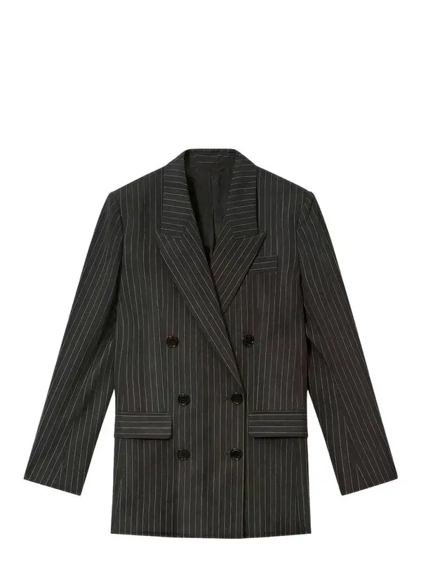 Isabel Marant Jevima Pinstripe Double-breasted Blazer - Grey