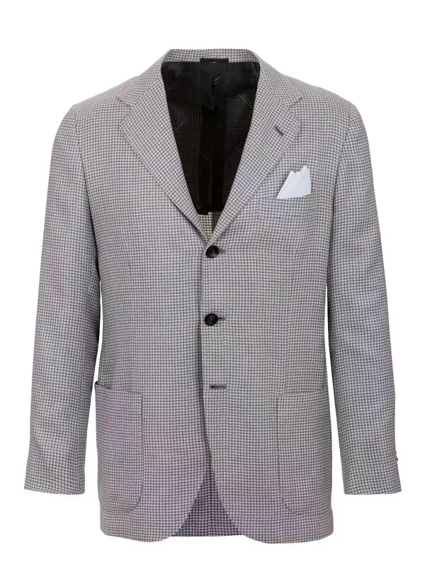 Kiton Houndstooth Pocket Blazer - Grey