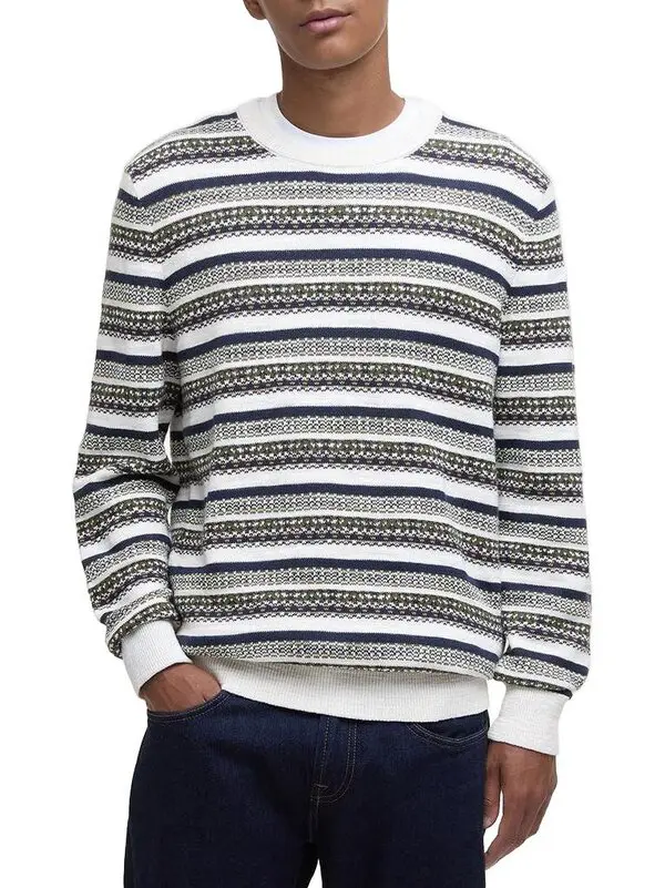Barbour Topcliffe Fair Isle Cotton Crewneck Sweater - Whisper White