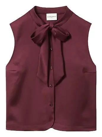 Claudie Pierlot Tie-neck Sleeveless Satin Blouse - Burgundy