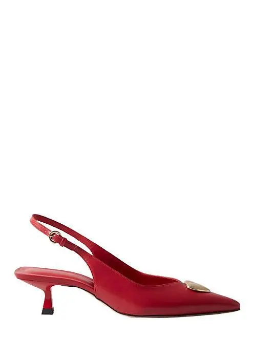 Claudie Pierlot Golden Heart Leather Slingback Courts - Red