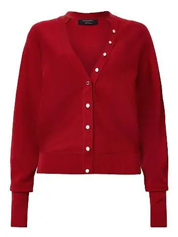 ALLSAINTS Honor V-neck Wool Cardigan - Crimson Red