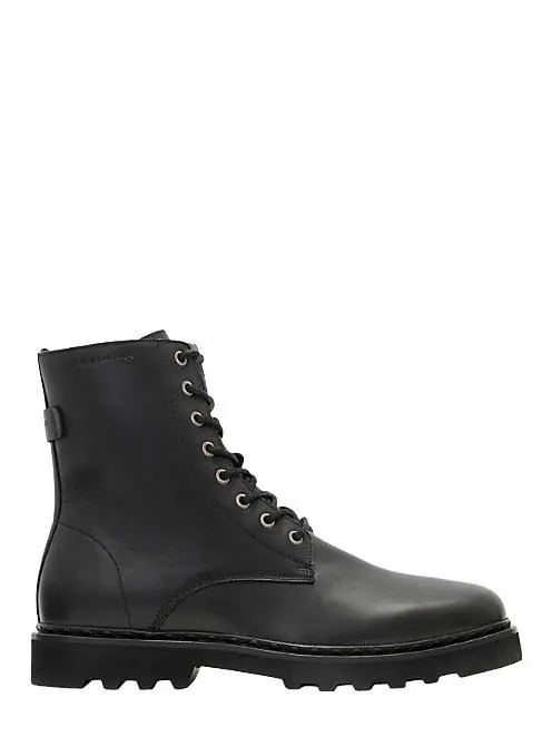 ALLSAINTS Skiff Logo-debossed Leather Military Boots - Black