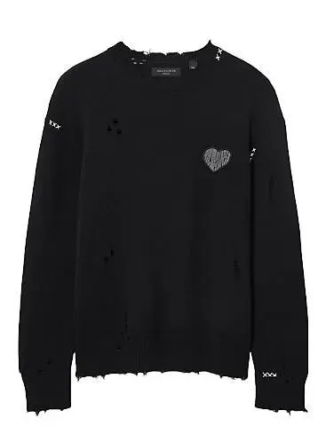 ALLSAINTS Theo Brand-appliqué Cotton-knit Jumper - Black
