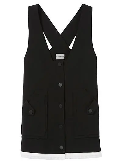 Claudie Pierlot Stretch-woven Pinafore Dress With Lace Trim - Black